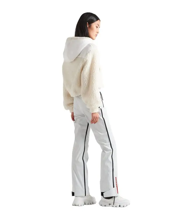 Prada Cropped Double Fleece Jacket - White | Editorialist