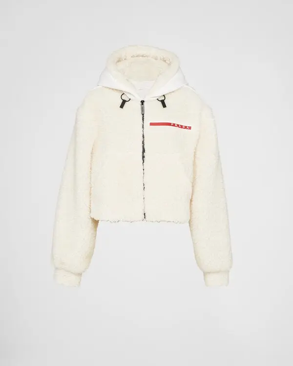Prada Cropped Double Fleece Jacket - White/white