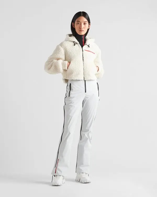 Prada Cropped Double Fleece Jacket - White/white