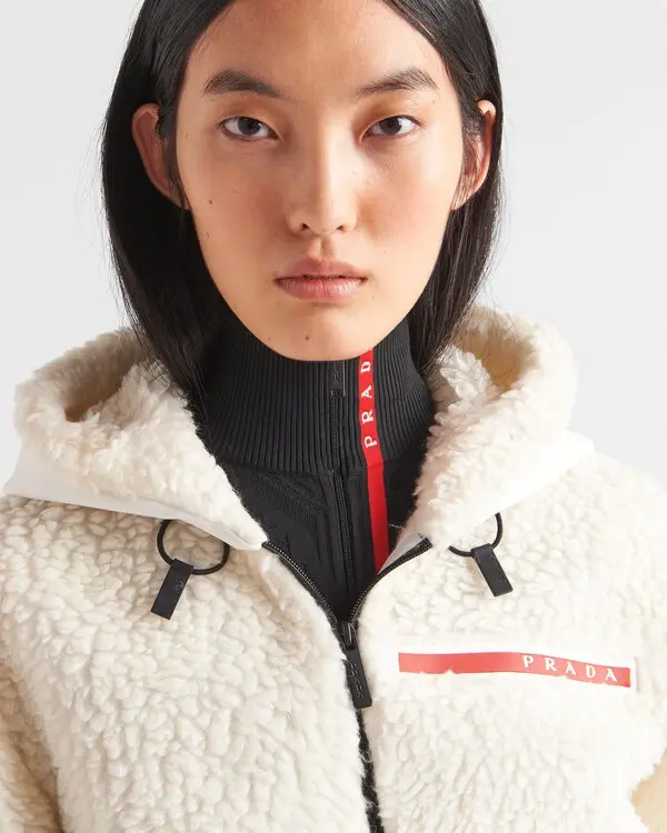 Prada Cropped Double Fleece Jacket - White/white