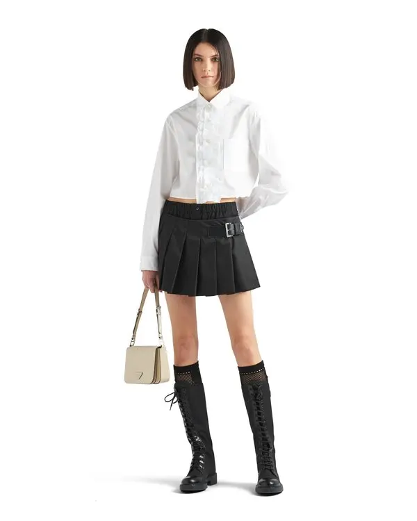 Prada Pleated Re-nylon Miniskirt