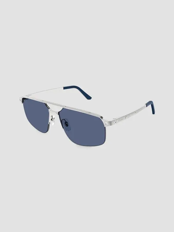 Cartier Santos Evolution 60mm Platinum-plated Navigator Sunglasses - Silver