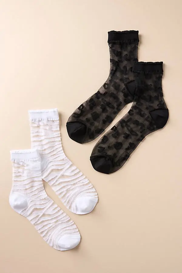 Anthropologie Sheer Socks Set Of 2 - Animal
