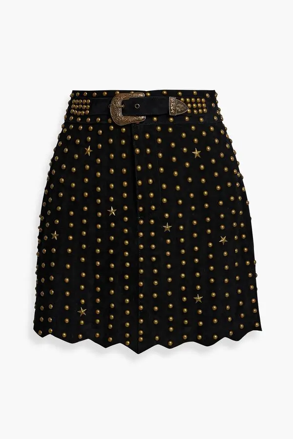 Retrofete Kirk Studded Suede Mini Skirt