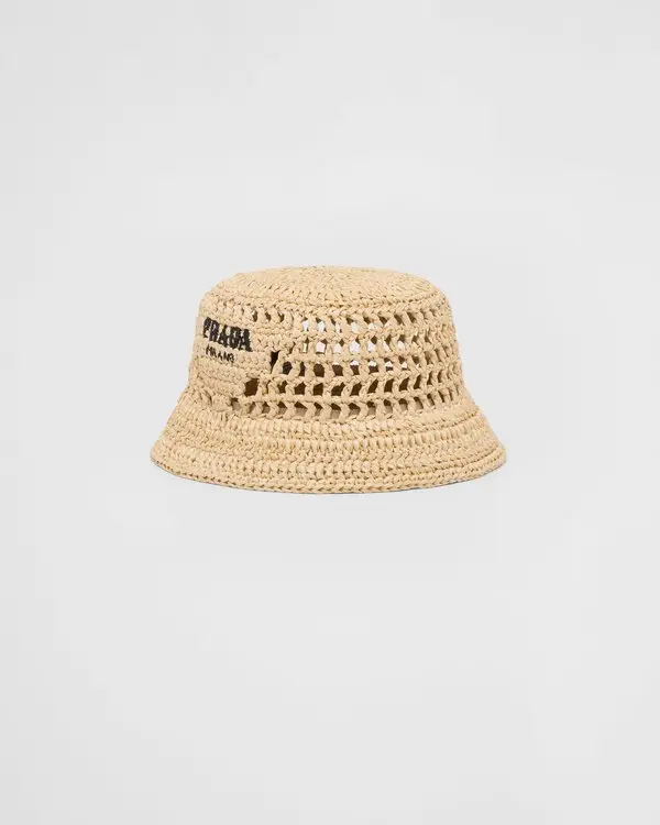 Prada Crochet Bucket Hat - Natural