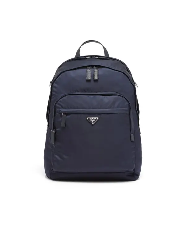 Prada Re-nylon And Saffiano Leather Backpack - Blue