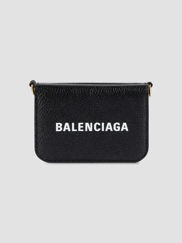 Balenciaga Cash Mini Wallet On Chain - Black