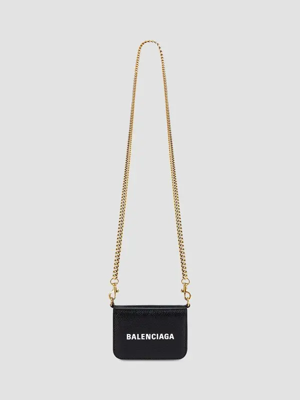 Balenciaga Cash Mini Wallet On Chain - Black