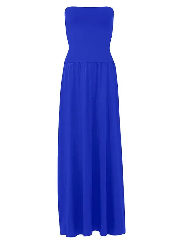 ERES Ankara Cotton Strapless Maxi Dress - Indigo
