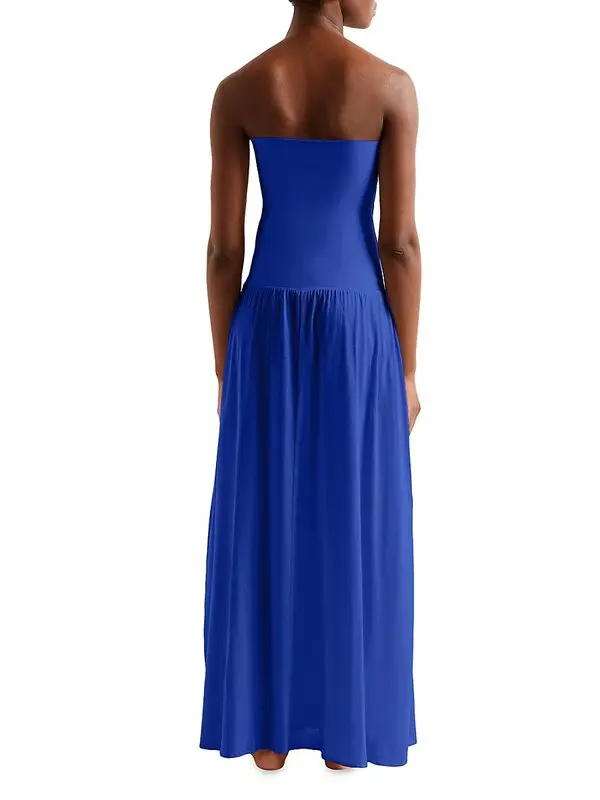 ERES Ankara Cotton Strapless Maxi Dress - Indigo