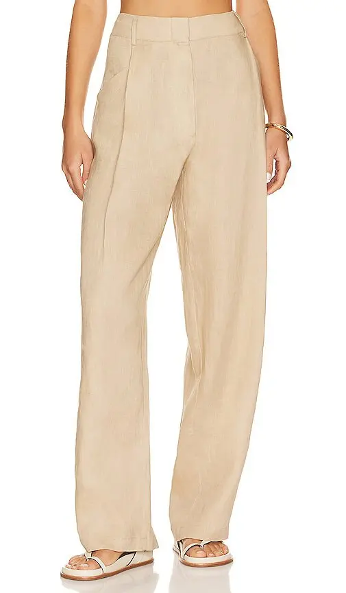 AEXAE Linen High-rise Trousers - Beige