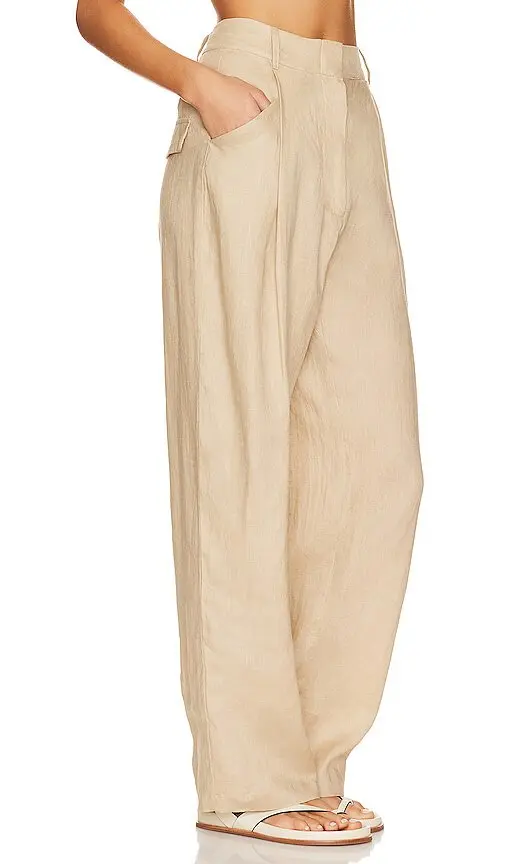 AEXAE Linen High-rise Trousers - Beige