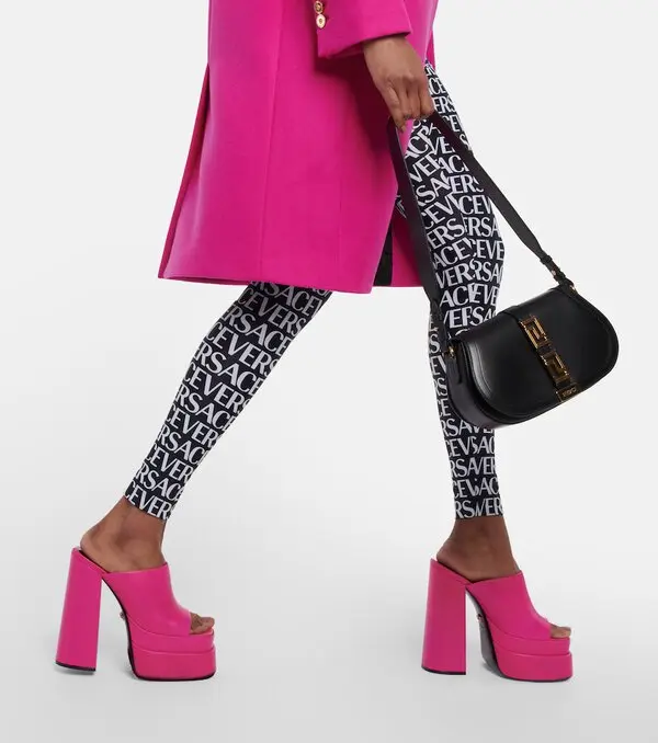 Versace Leather Platform Mules - Pink