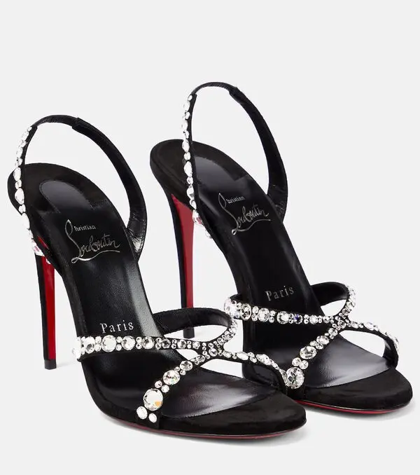 CHRISTIAN LOUBOUTIN Emilie Embellished Slingback Sandals - Black