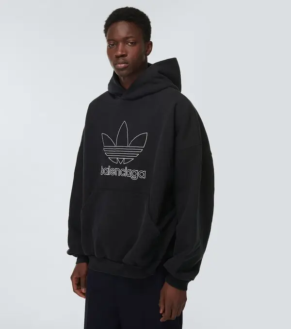 Balenciaga X Adidas Logo Cotton Hoodie In Black - 30% Off