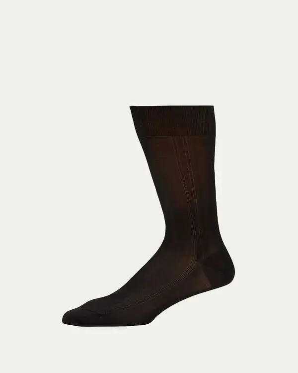BRESCIANI Formal Silk Crew Socks - Black