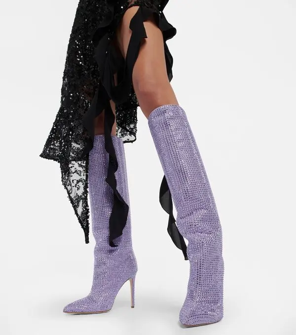 Paris Texas Holly Embellished Knee-high Boots - Purple
