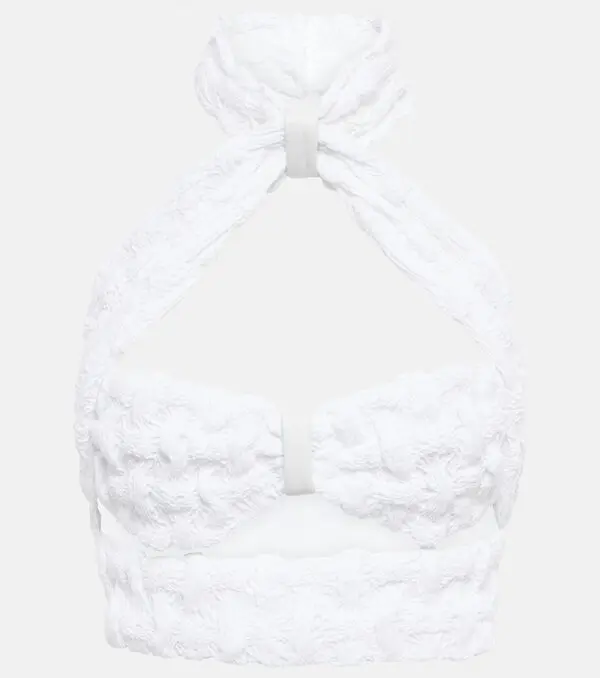THE MANNEI Jerez Halterneck Cotton-blend Top - White