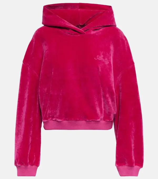 Amiri Cropped Velour Hoodie