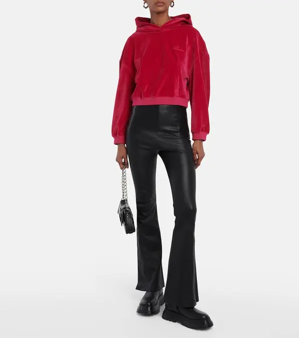 Amiri Cropped Velour Hoodie