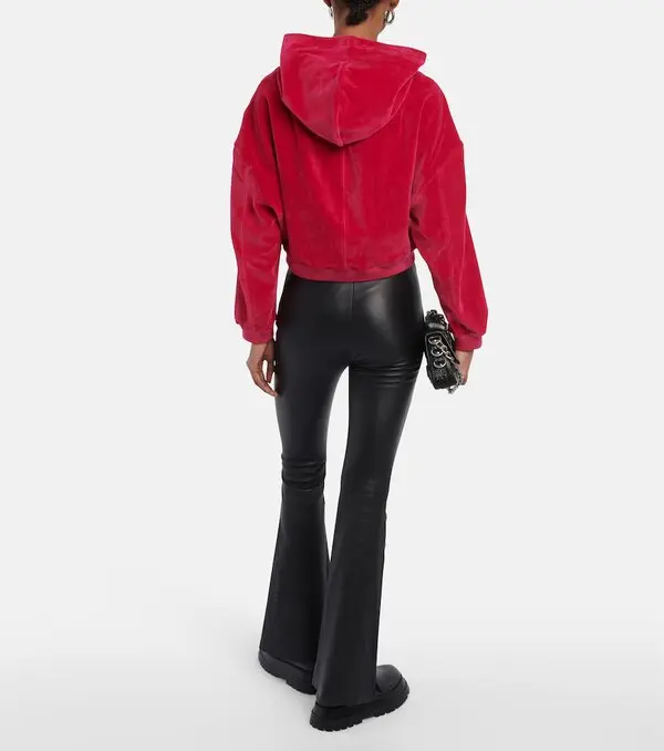 Amiri Cropped Velour Hoodie