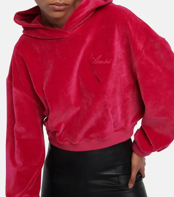 Amiri Cropped Velour Hoodie