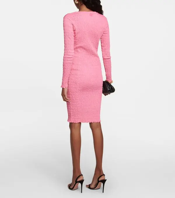 PATOU Smocked Cotton-jersey Mini Dress