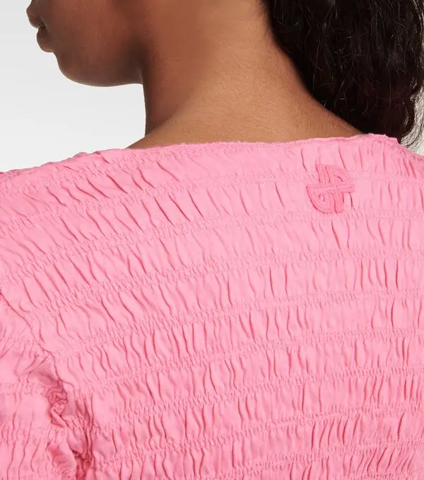 PATOU Smocked Cotton-jersey Mini Dress