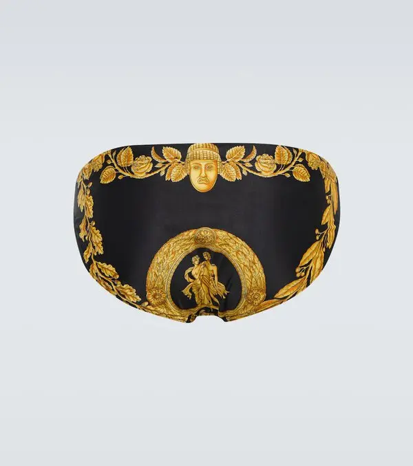 Versace Maschera Baroque Swim Briefs In Black - 50% Off | Editorialist