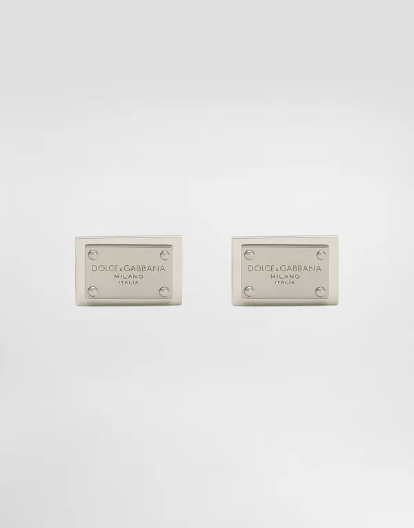 Dolce & Gabbana Cufflinks With Logo Tag - Silver