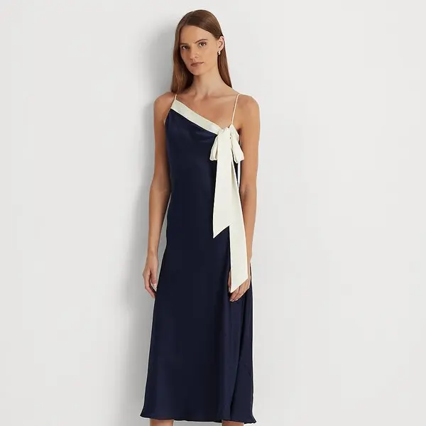 two tone cocktail dress Two Tone Mini Dress with Halter Neckline 46593