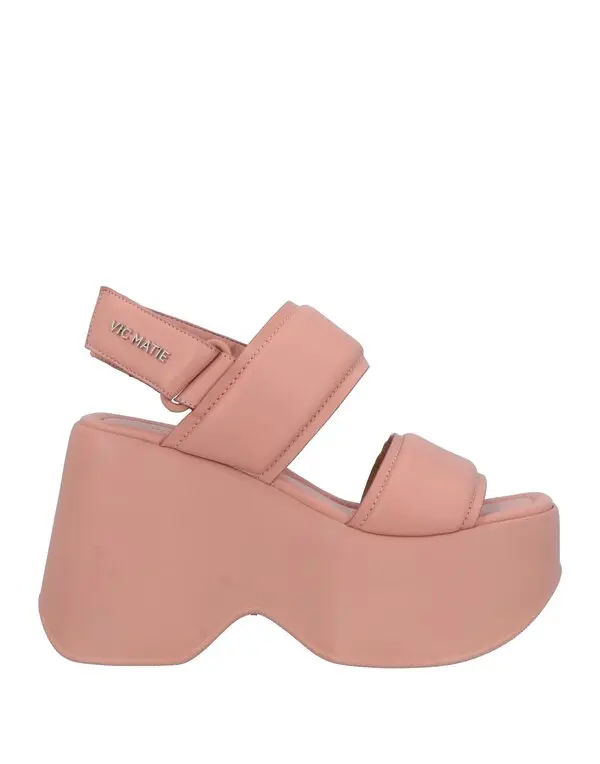 VIC MATIE Leather Wedge Sandals - Pink