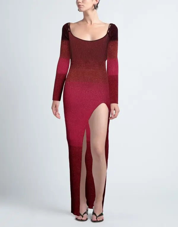 Gcds Maxi Dress Viscose Blend With Metallic Accents