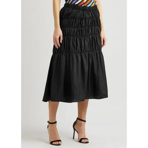 Brøgger Freya Smocked Shell Midi Skirt
