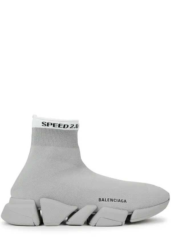 Balenciaga Speed Stretch-Knit Sneakers In Grey 40% Off