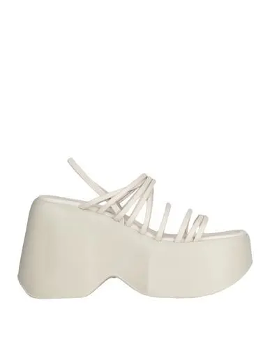 VIC MATIE Leather Wedge Sandals - White