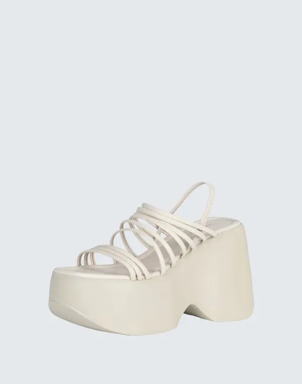 VIC MATIE Leather Wedge Sandals - White