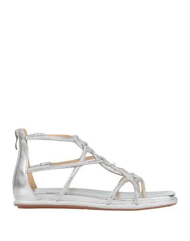 ALMA EN PENA Metallic Leather And Textile Fiber Embellished Thong Sandals