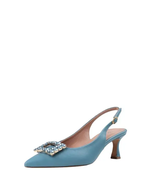 BIANCA DI Leather Slingback Pumps - Blue