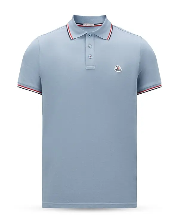 Moncler Cotton Tipped Polo - Pastel Blue