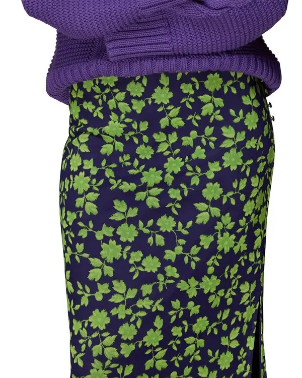 Whistles Linear Floral Side Button Mesh Skirt