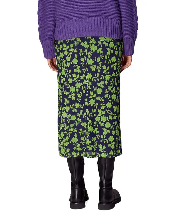 Whistles Linear Floral Side Button Mesh Skirt
