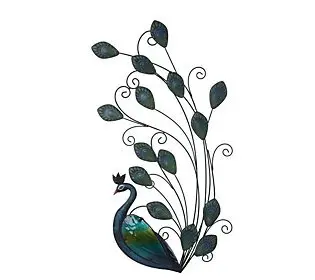 LUXEN HOME Luxenhome 29.5-inch H Peacock Metal And Glass W Ll Decor - One-color