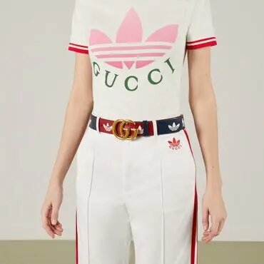 Gucci Adidas X Double G Trefoil Belt Leather - Blue | Editorialist