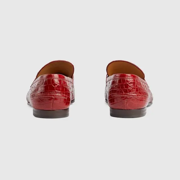 Gucci S Jordaan Crocodile Loafer - Red