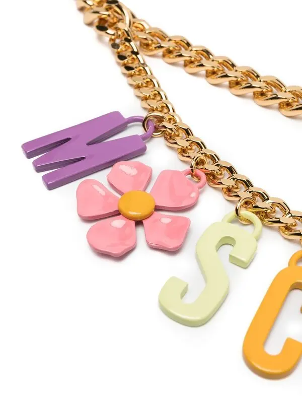 Moschino Flower-lettering Charm-chain Belt
