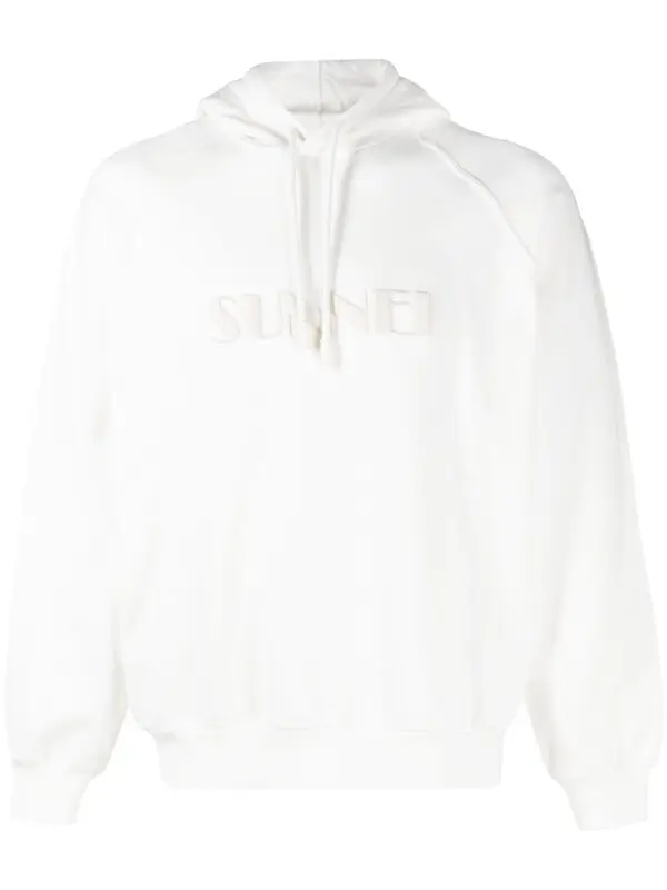 Sunnei Logo-embroidered Cotton Hoodie - White