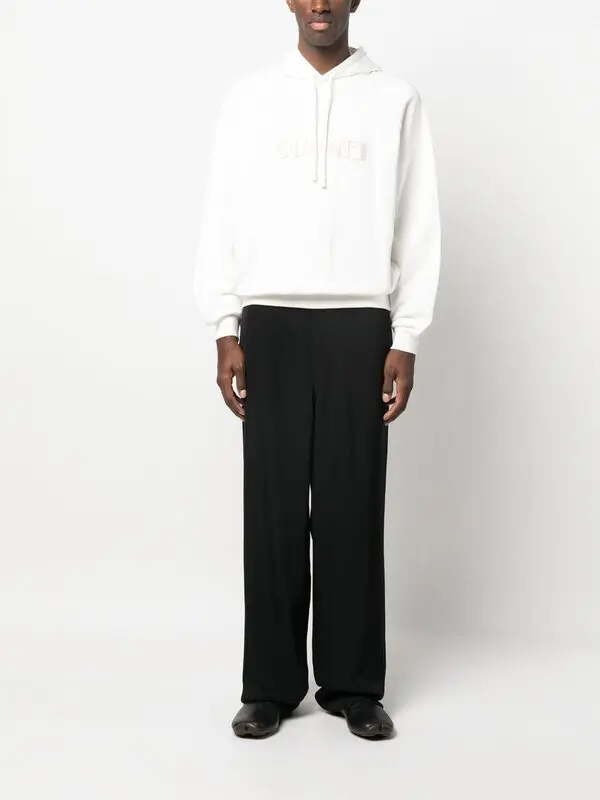 Sunnei Logo-embroidered Cotton Hoodie - White