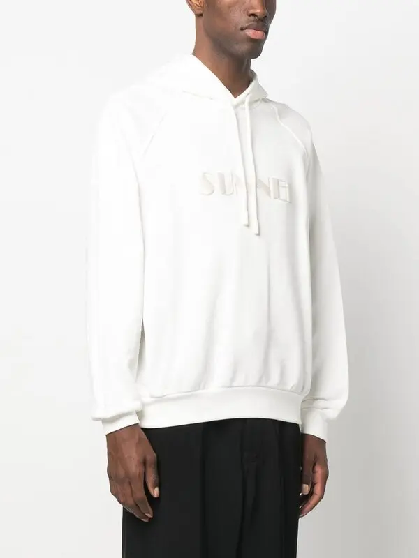 Sunnei Logo-embroidered Cotton Hoodie - White