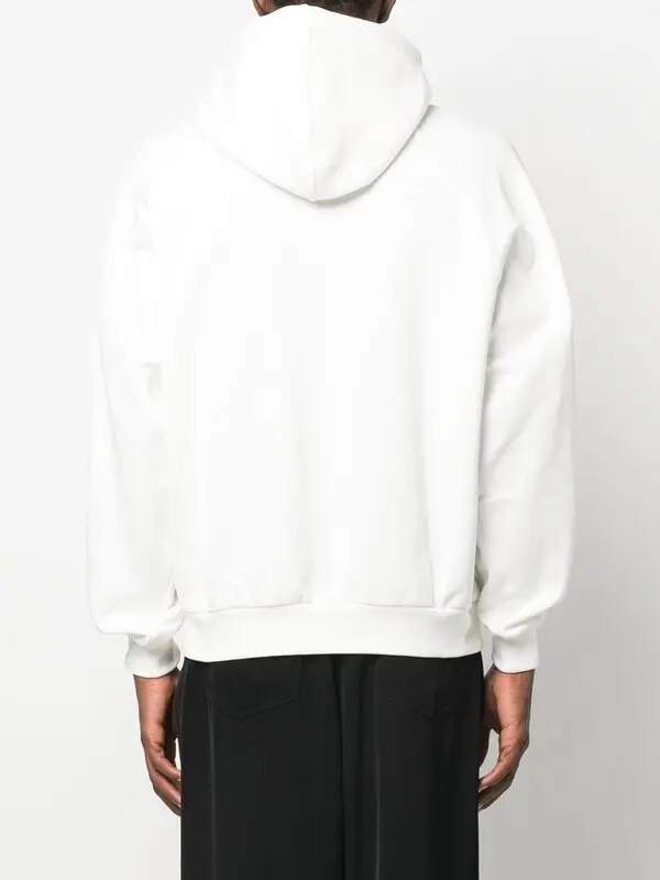 Sunnei Logo-embroidered Cotton Hoodie - White